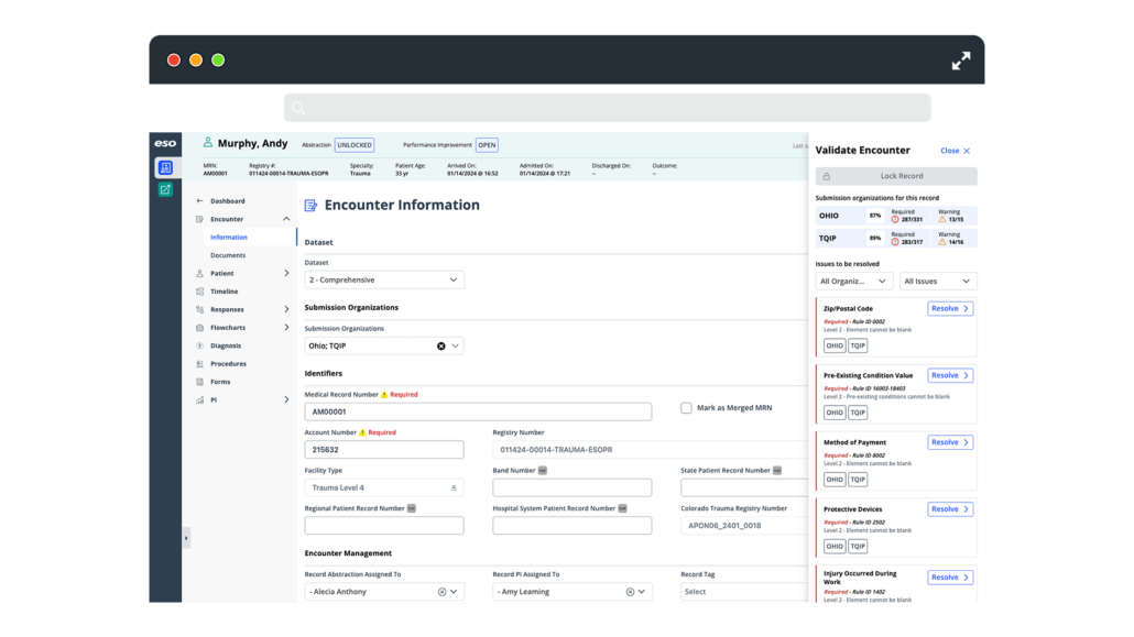 ESO Patient Registry Software | Trauma Registry Software