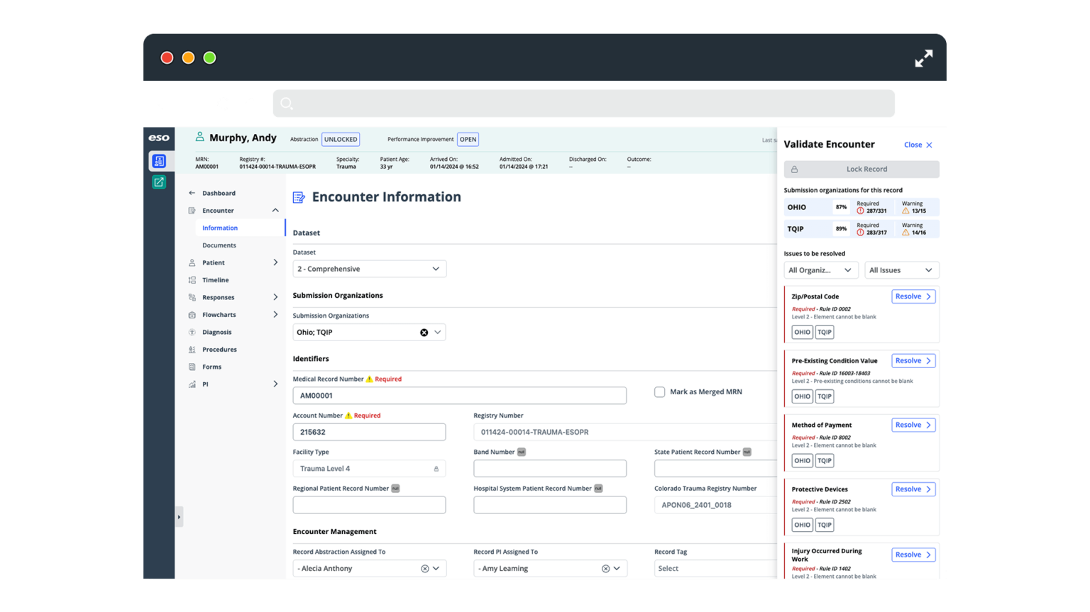 ESO Patient Registry Software | Trauma Registry Software